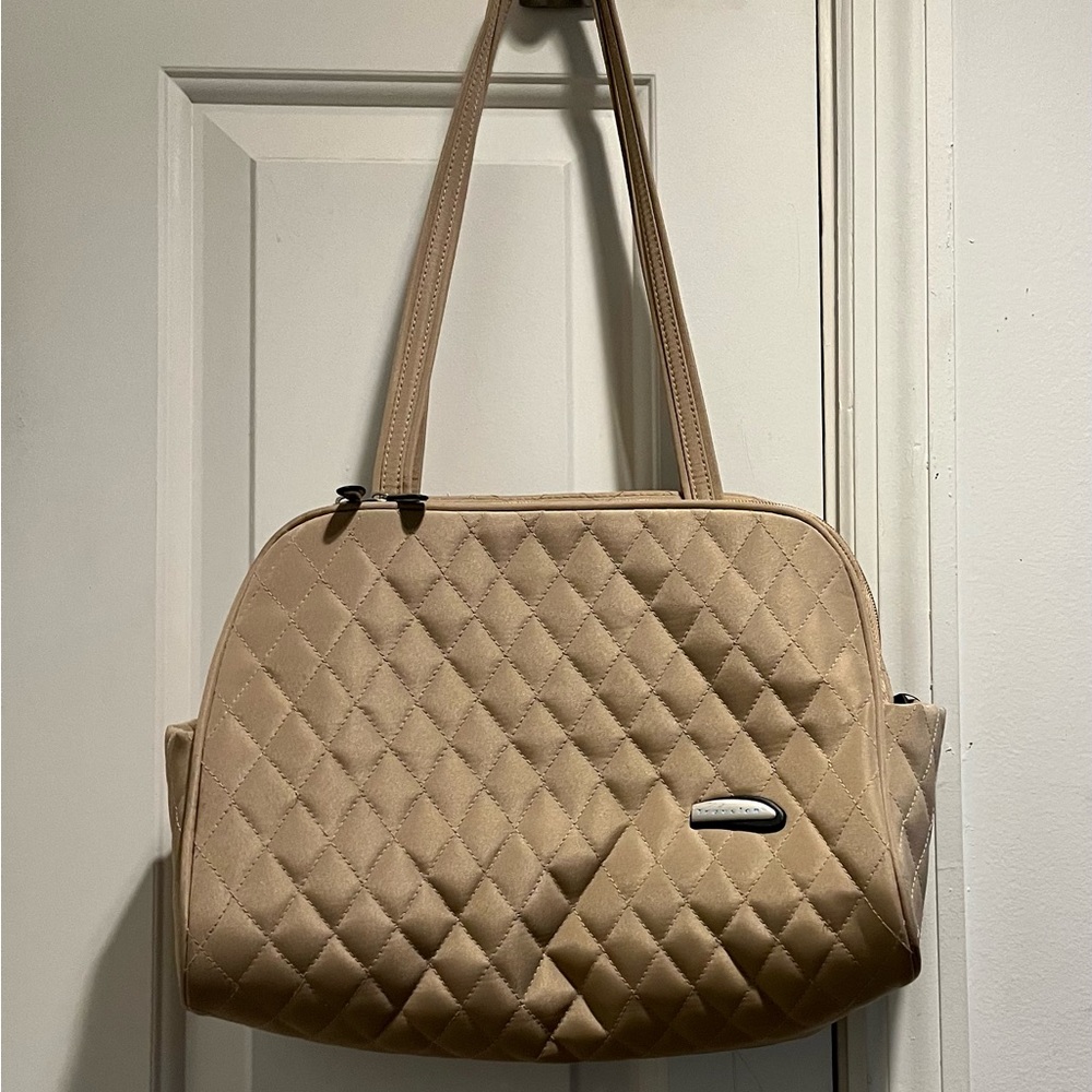 Travelon Tan Quilted Bag With 2 Zippered Compartments - Gem